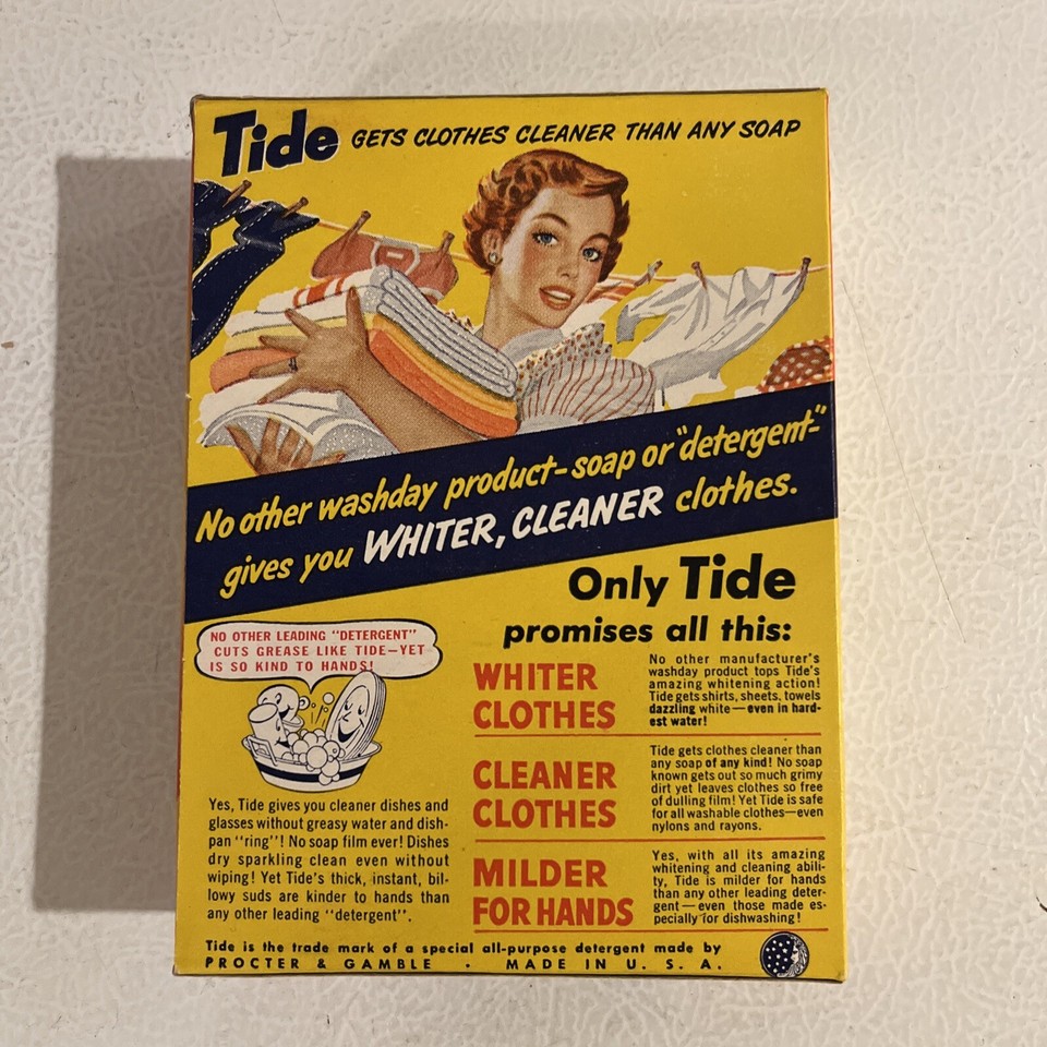 Vintage 1950s Sample Size Tide Detergent Box NOS Full Unopened Vivid ...