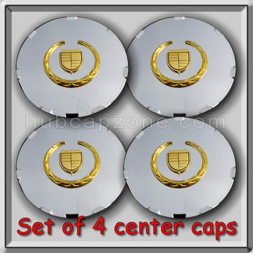 Set 4 Chrome Gold Cadillac CTS Wheel Center Caps 2008-2009 CTS Replica ...