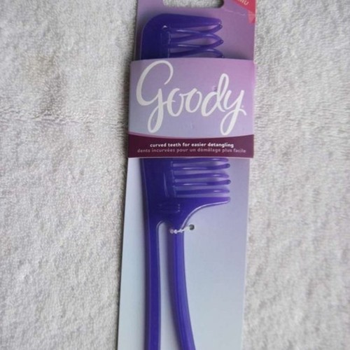 Goody Purple Plastic Frame Handle Curved Wide Teeth Detangling Hair ...