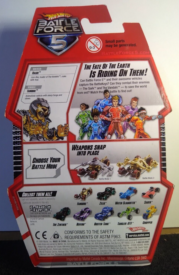 2009 Hot Wheels Cartoon Network Battle Force 5 Fangore & Kalus - VHTF ...