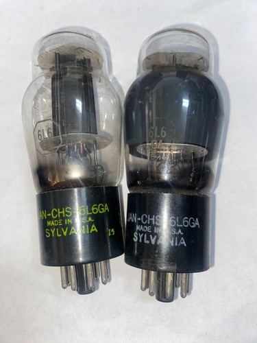 2 Sylvania JAN CHS 6L6GA Black Plate D Getter Tubes | eBay