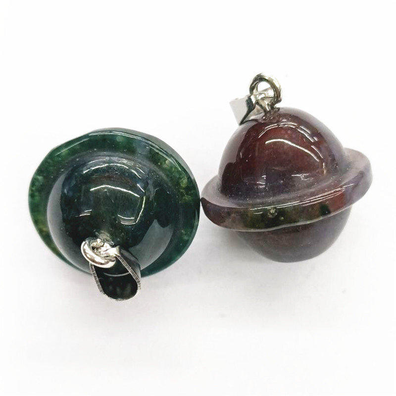 20PCS Natural Indian Agate Stone Planet Pendant UFO Universe DIY ...