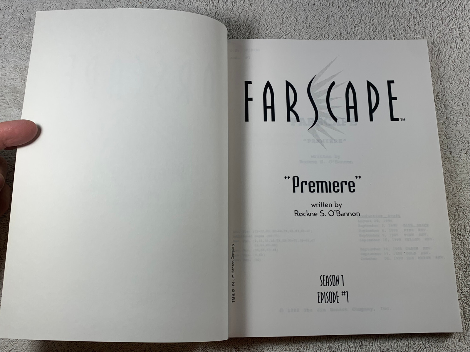 Farscape TV Show Script "Premiere" Season 1 Episode One Pilot Rockne S ...