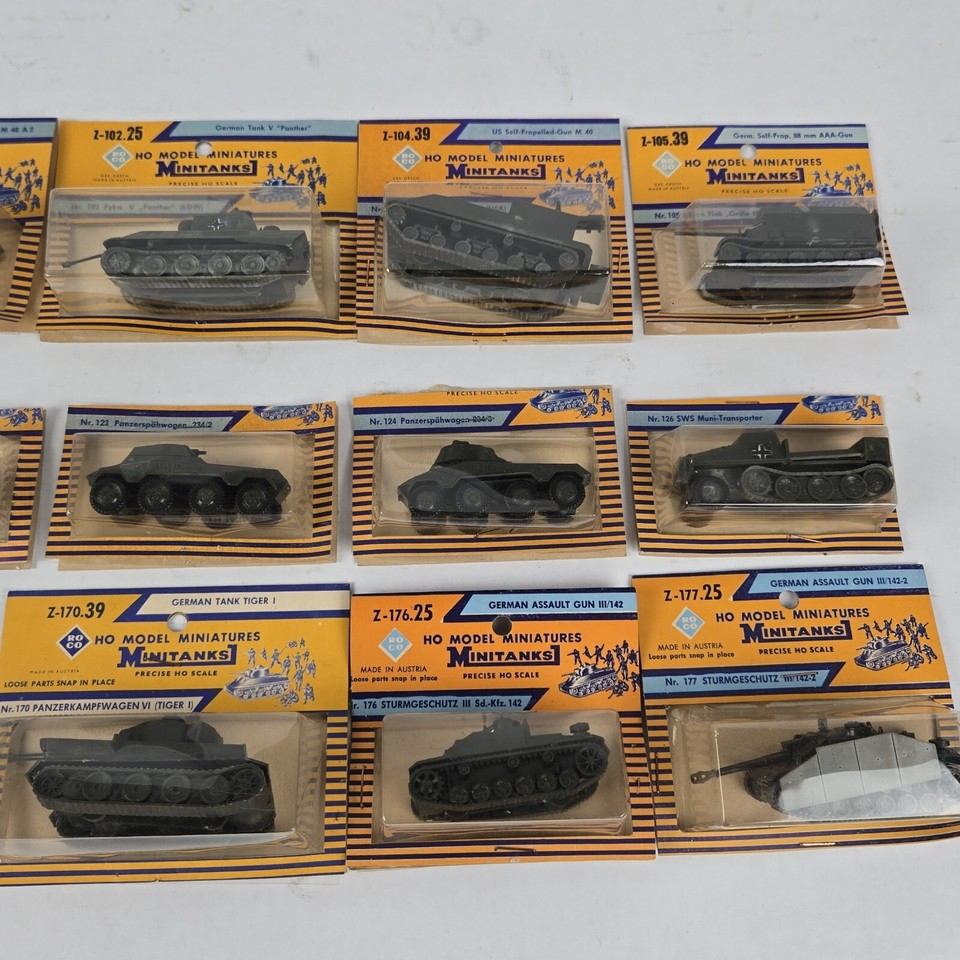 Lot of 18 Roco HO Model Miniatures Mini Tanks w/ Package | eBay