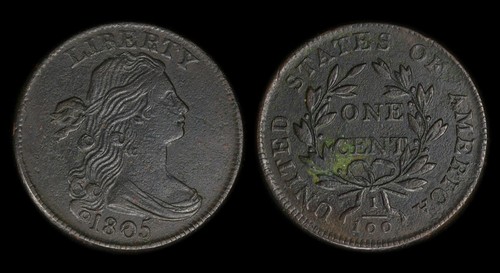 1805 Draped Bust Large Cent - US 1c Copper Penny Coin - Rare Old Us ...