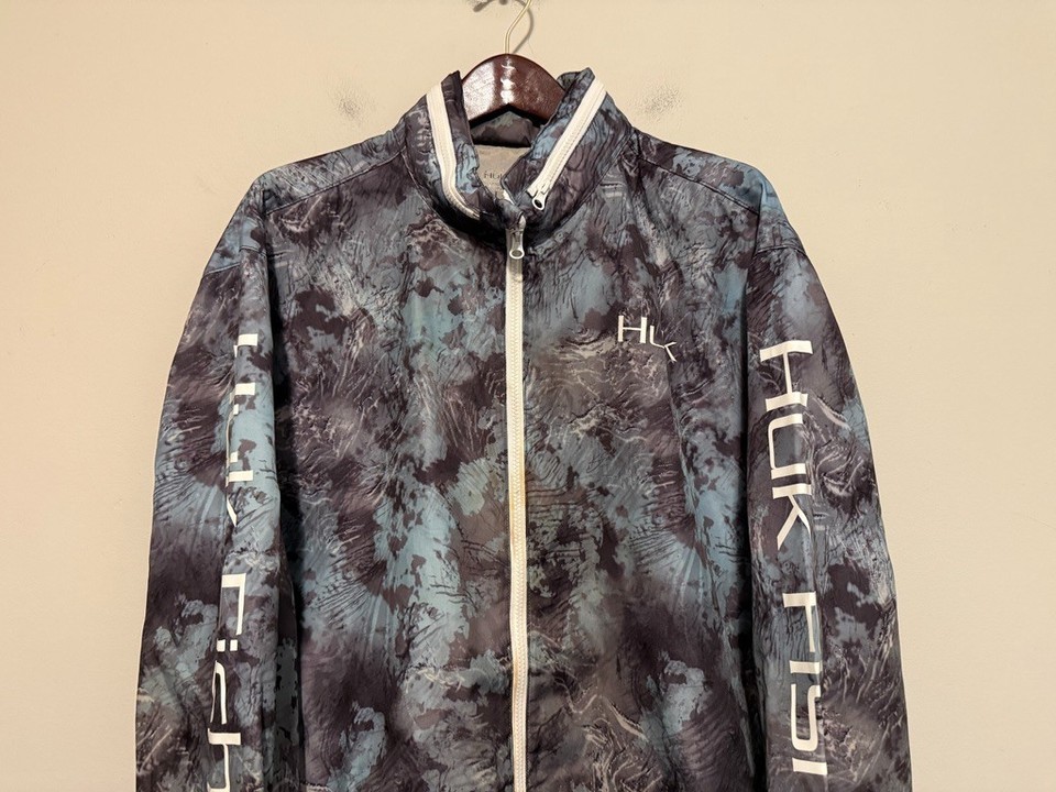 ⛈️ HUK 2XL Rain Jacket Raincoat Camo Waterproof Fishing Rain Gear Coat ...