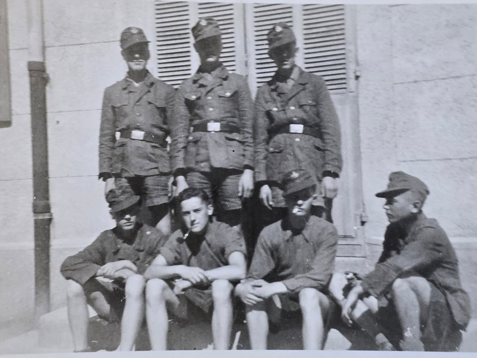 WWII German Photo RAD Labor Service Member Group Photo w Spade Insignia ...