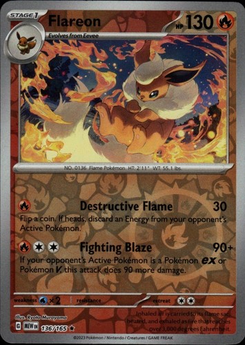 Flareon Reverse Holo Rare SV: Scarlet & Violet 151 136/165 NM | eBay