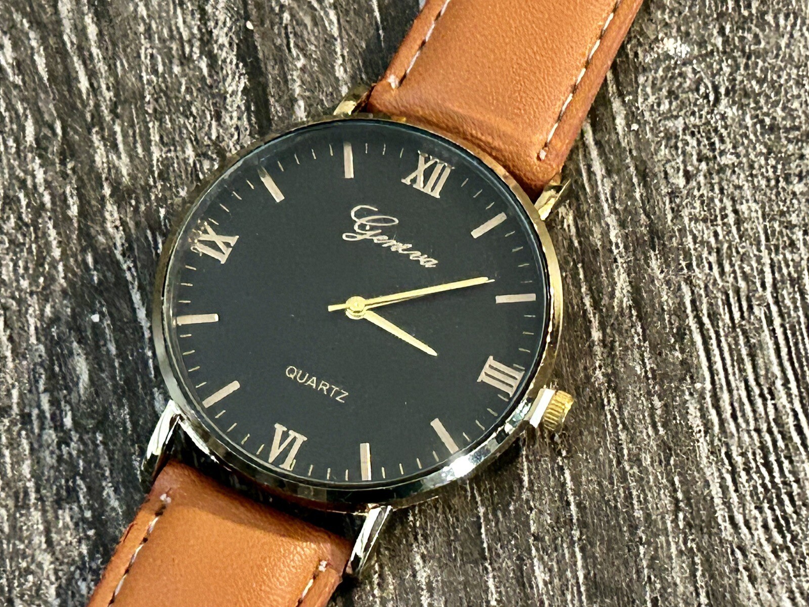 Geneva Men’s Watch Black Gold Brown NEW | eBay