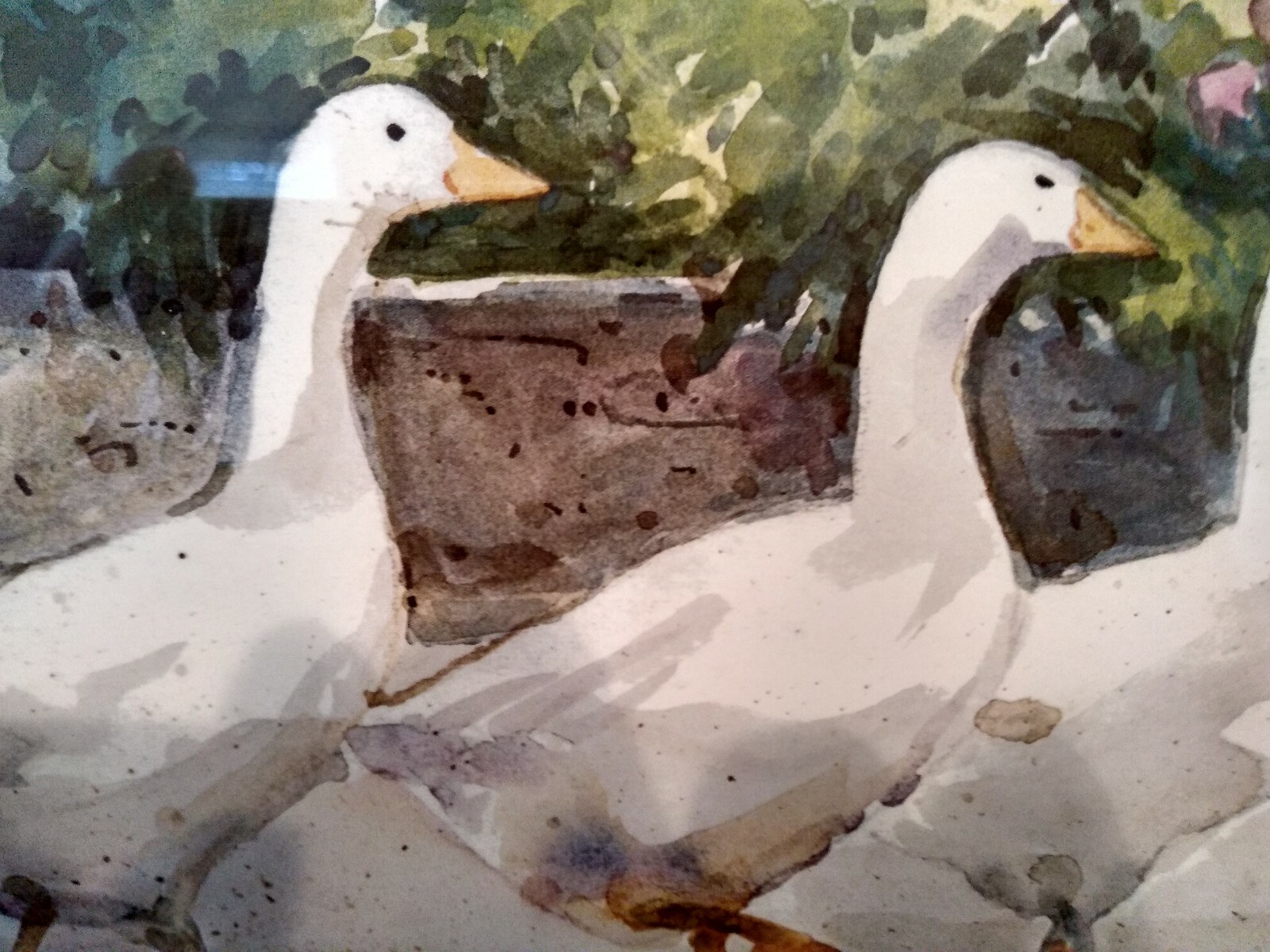 "DINNER CALL", WATERCOLOR 'PRINT COPY' FRAMED by artist "DARLINA DARTON ...