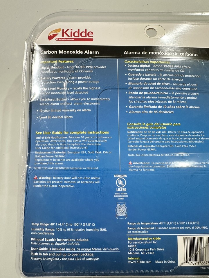 Kidde Digital Display Carbon Monoxide Alarm Value Twin Pack Brand New ...