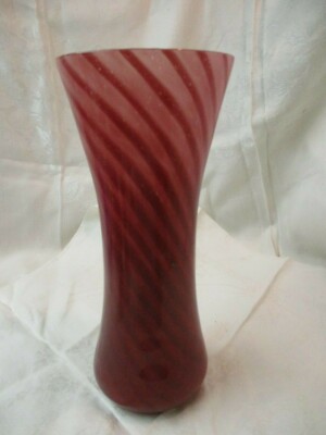 Vintage hand blown raspberry frost cranberry swirl glass tall Vase | eBay