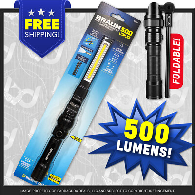 Braun Magnetic Slim Bar Folding Light - Rechargable 500 Lumens LED ...