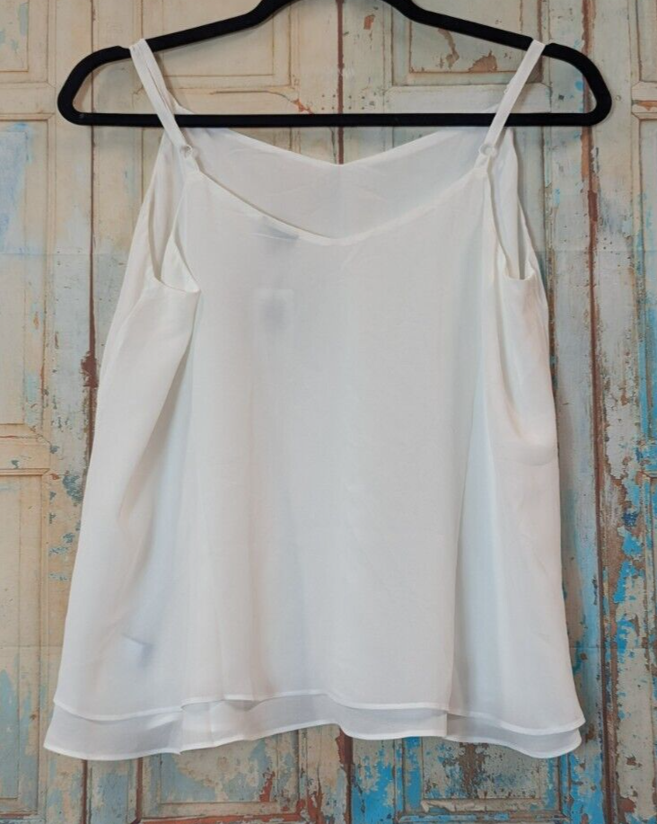 Torrid Womens 1X White Ivory Tank Top Solid Chiffon Polyester Scoop ...