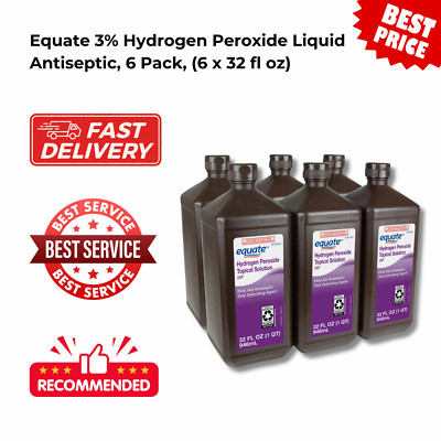 Equate 3% Hydrogen Peroxide Liquid Antiseptic, 6 Pack, (6 x 32 fl oz ...
