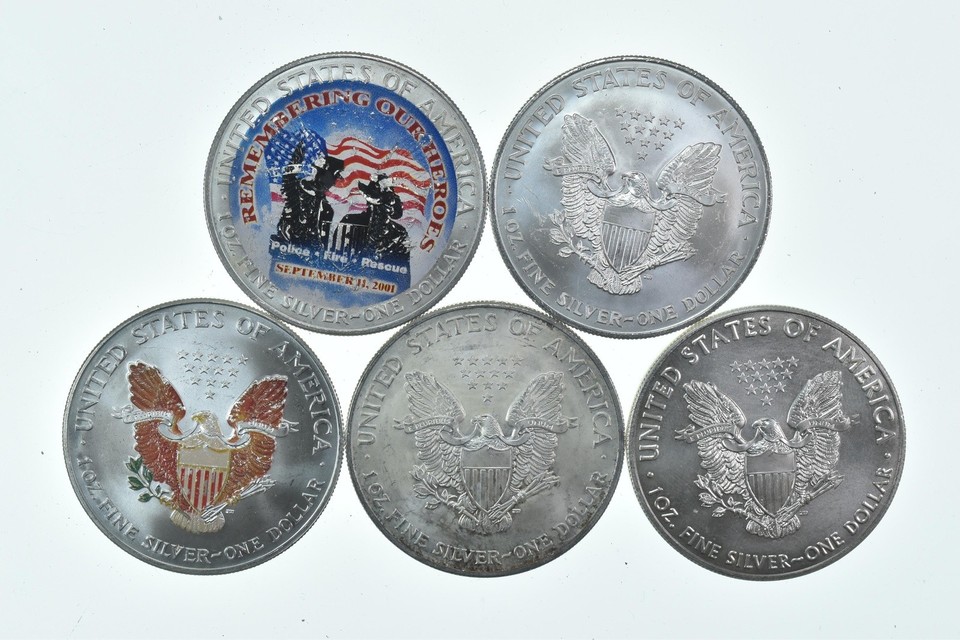 Lot 5 Colorized/Hologram 1 Oz Silver Eagles Collection 1986-2026 *927 ...
