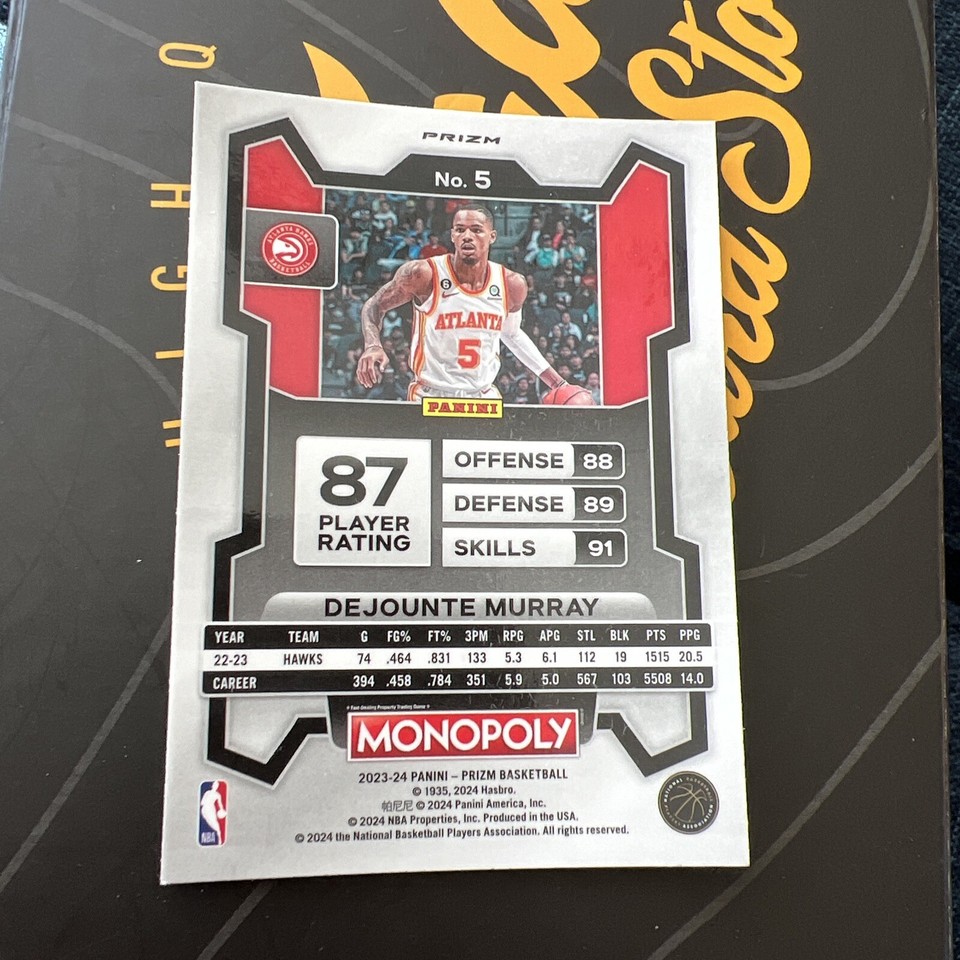 Dejounte Murray PURPLE WAVE - 2023-24 Panini Prizm MONOPOLY #5 Atlanta ...