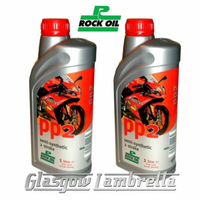 2 x 1L Vespa Scooter ROCK OIL PP2 SEMI-SYNTHETIC 2 STROKE ENGINE OIL ...
