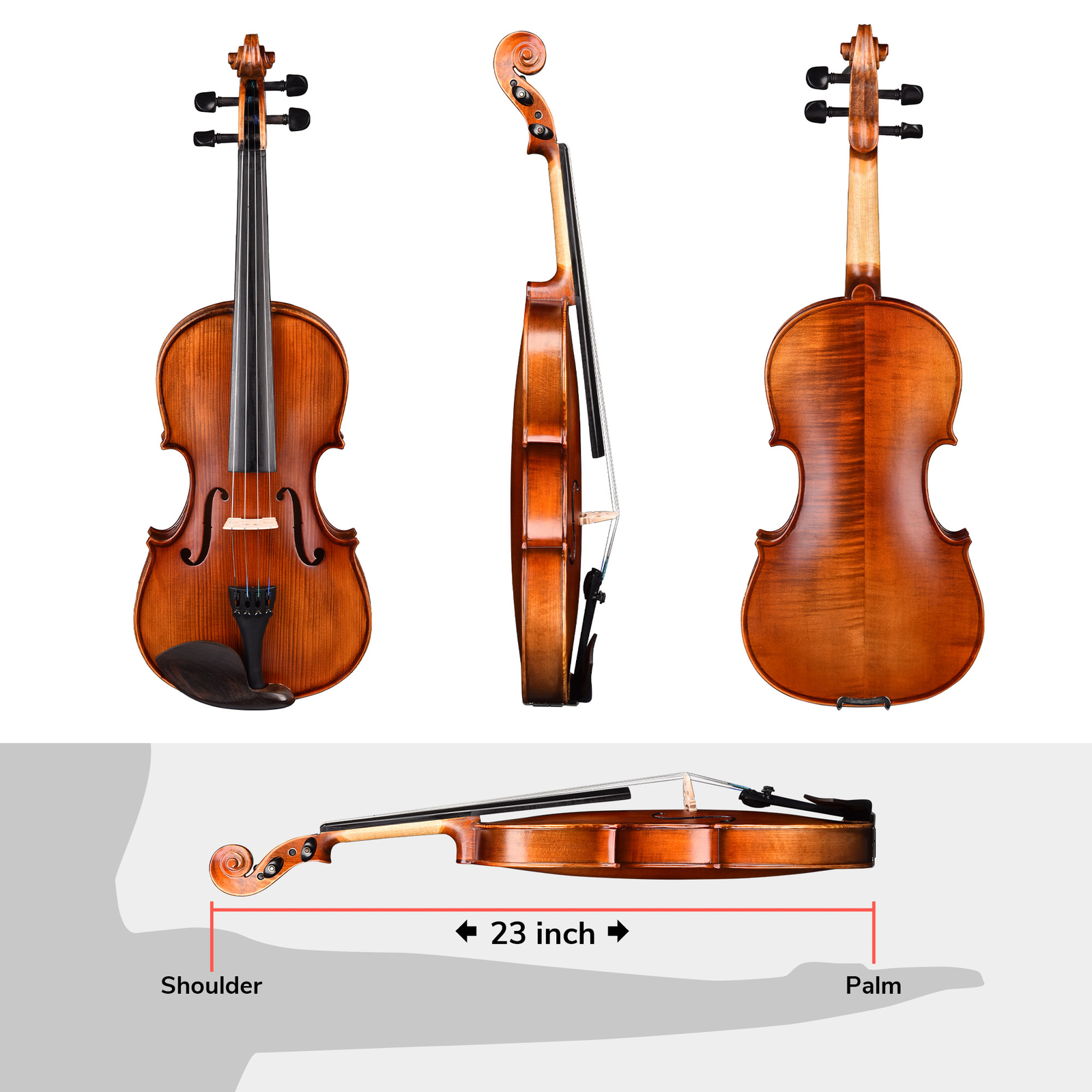 Solid Wood Violin 4/4 Full Size Set Fiddle Matte for Beginner Student ...