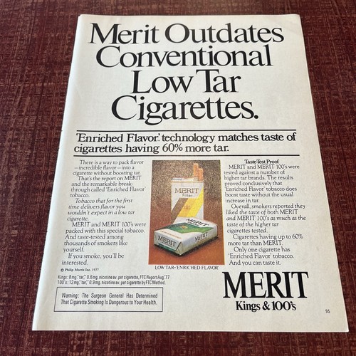 1977 Merit Cigarettes Print Ad Original Vintage Cigarette Pack Kings ...