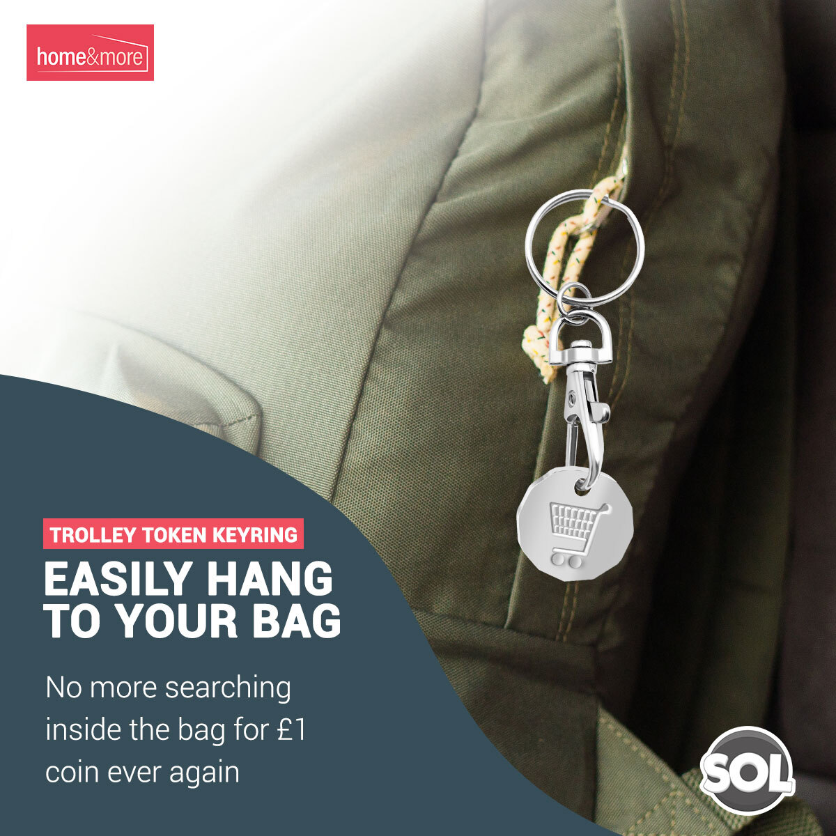 2 Trolley Coin Keyring Removable Supermarket £1 Pound Shopping Cart ...