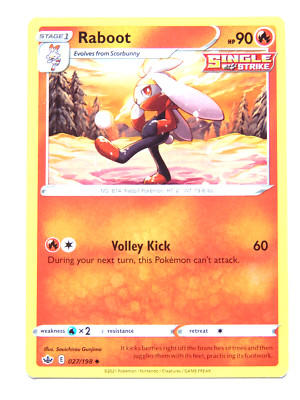 Raboot 027/198 (NM, Pokemon Card, Chilling Reign, 2021, Fire, Uncommon ...