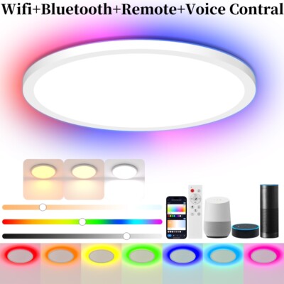 Smart LED Ceiling Light Colours Changer Voice Alexa WiFi Bluetooth RGB ...