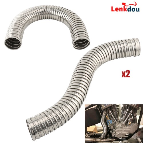 2X Stainless Flexible Exhaust Tube Cover For Harley Knucklehead Panhead ...