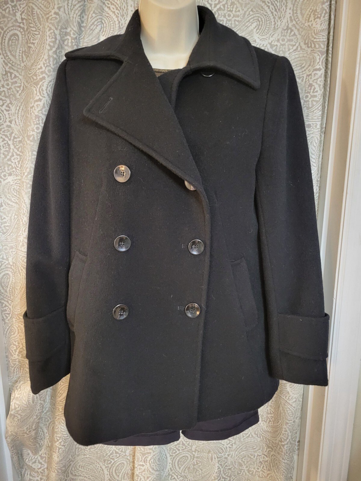 larry levine pea coat lambs wool and camel hair double breasted 02700 ...