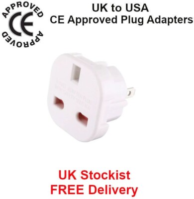 2 x UK To US, USA, America Canada Mexico Travel Adaptor Plug 2 Pin ...