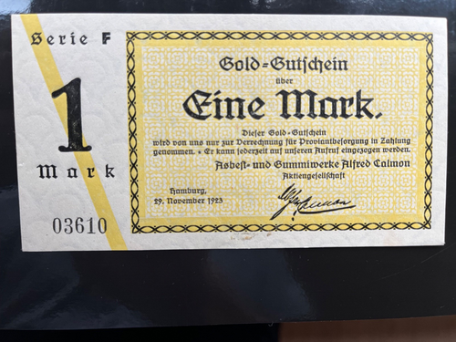 Goldmark, Notgeld Hamburg Eine Mark, Serie F, Kassenfrisch Top | eBay.de