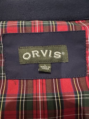 Orvis Jacket Harrington Bomber Men’s Size Large Vintage Navy Plaid ...