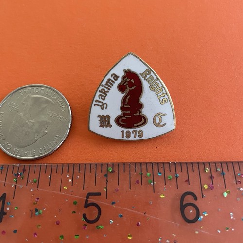 Vtg Enamel Lapel Pin Yakima Knights 1979- Motorcycle Club Chess Red ...