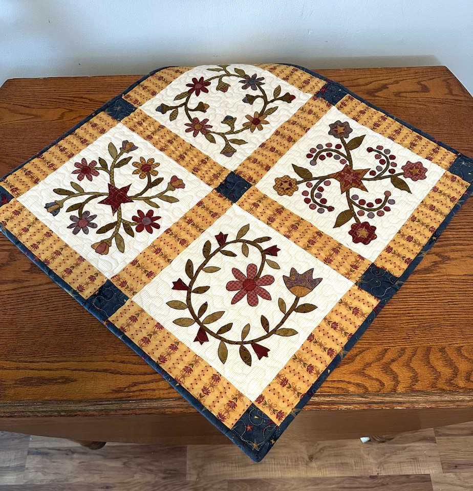 Floral Flannel Table Topper, Quilted Table Decor, 26” x 26” Handmade | eBay