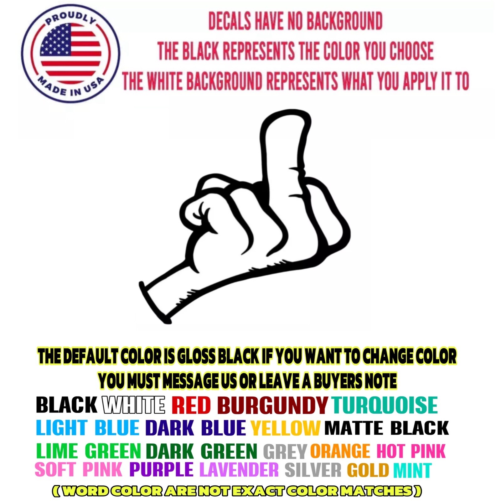 Middle finger F U simple lol car window decal sticker | eBay