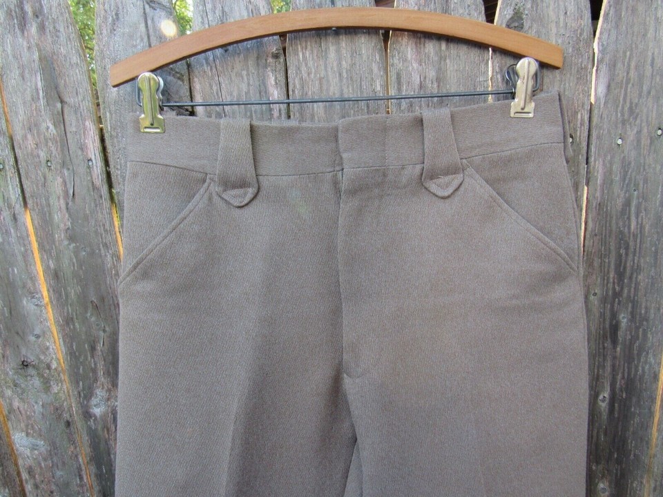 Vtg 60s 70s Polyester Pants Khaki Gab Western Cowboy Rockabilly Talon ...