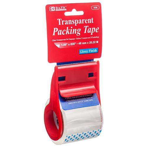 BAZIC SMALL PACKING TAPE CLEAR 1.89 X 800 W/ DISPENSER PORTABLE | eBay
