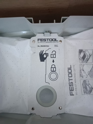 204308 Festool Rivets Reusable Dust Extractor Bag with ZIP, CT15 MINI ...