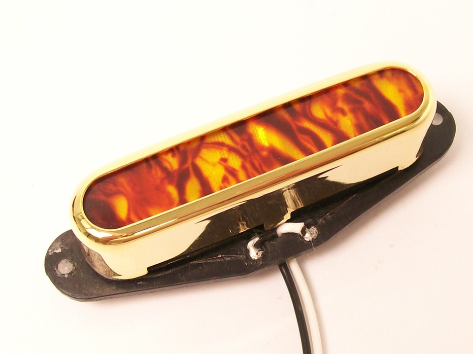 Custom Telecaster Neck Pickup - Gold & Citrine Yellow Tortoise Shell ...