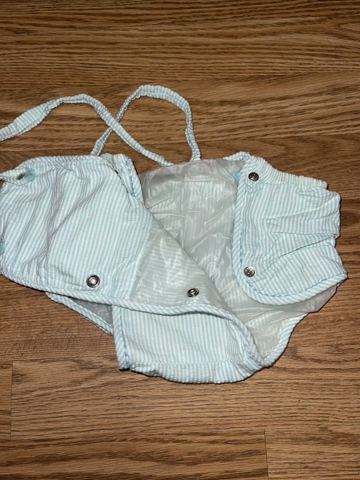 Vintage waterproof diaper cover pants overalls bibs romper vinyl lined ...