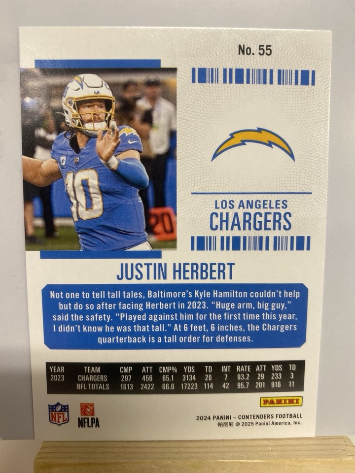 2023 Panini Contenders #59 Justin Herbert Season Ticket Mojo Chargers ...