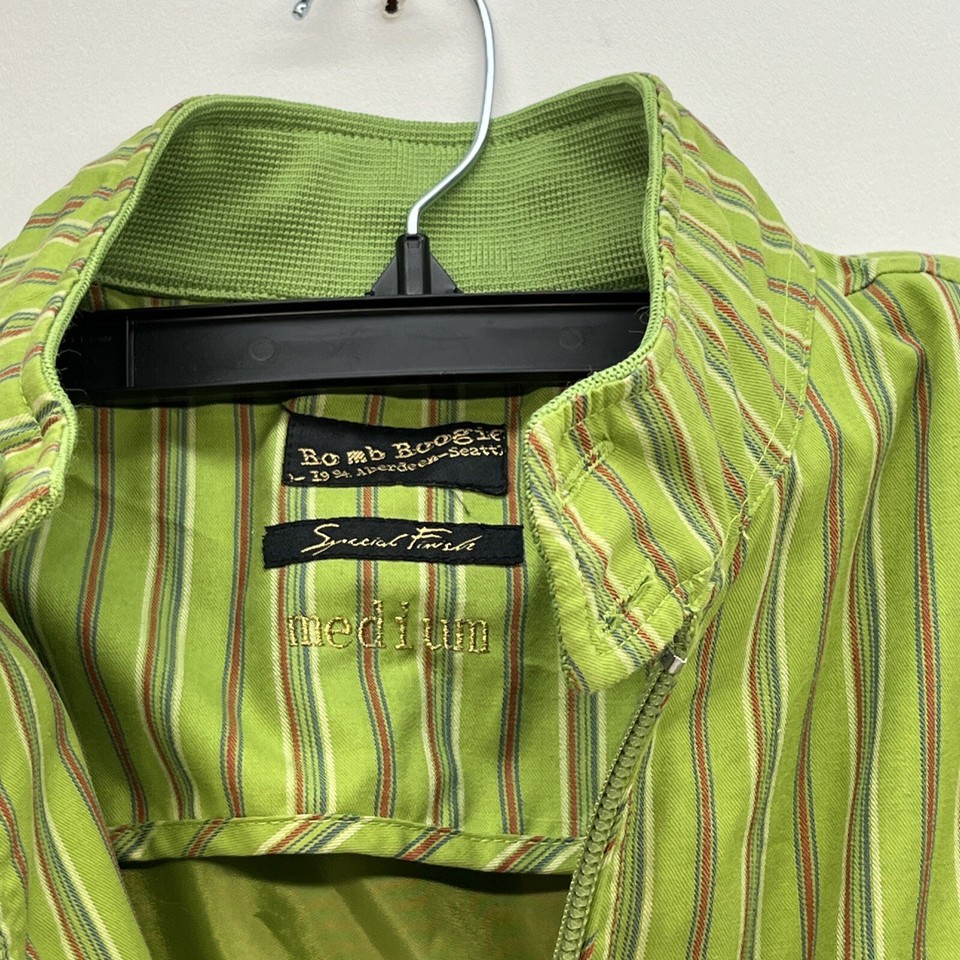 VTG Women's BOMB BOOGIE Nylon Bomber Jacket, green stripes, 1994 ...