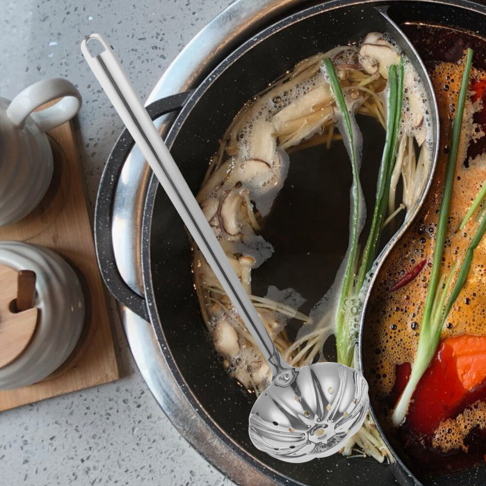 3 Count Lotus Hot Pot Spoon Stainless Steel Portable Soup Thick Cooking ...