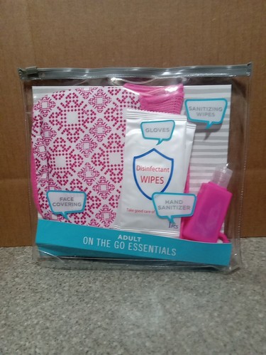 Adult 'on the go' Essentials - face covering, hand sanitizer, gloves ...