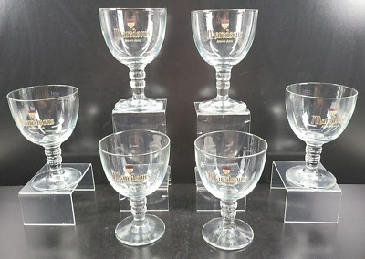6 Maredsous Abbaye Abdij Goblet Set Clear 0.25L Emboss Stemware Beer ...