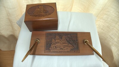 Lasercraft Engraved Vintage Nautical Sailing Ship Walnut Wood Office ...