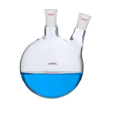 2000ml 24/40 Two Necks Round Bottom Glass Flask 2-neck 2L Lab Chemistry ...