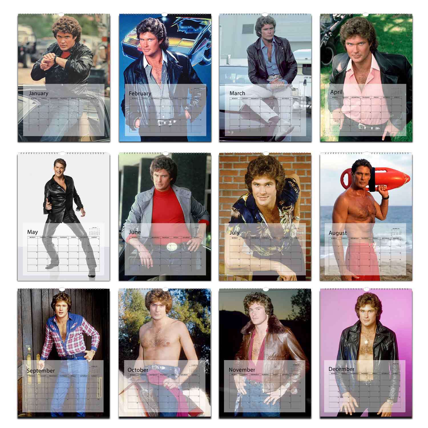 80s David Hasselhoff Full Photo 2026/27 personalised Calendar Choose ...