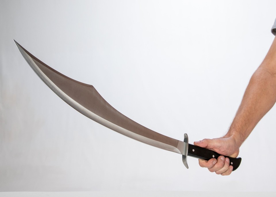 25" Arabian Scimitar Shamshir One-Handed Curved Sword, Nylon Sheath ...