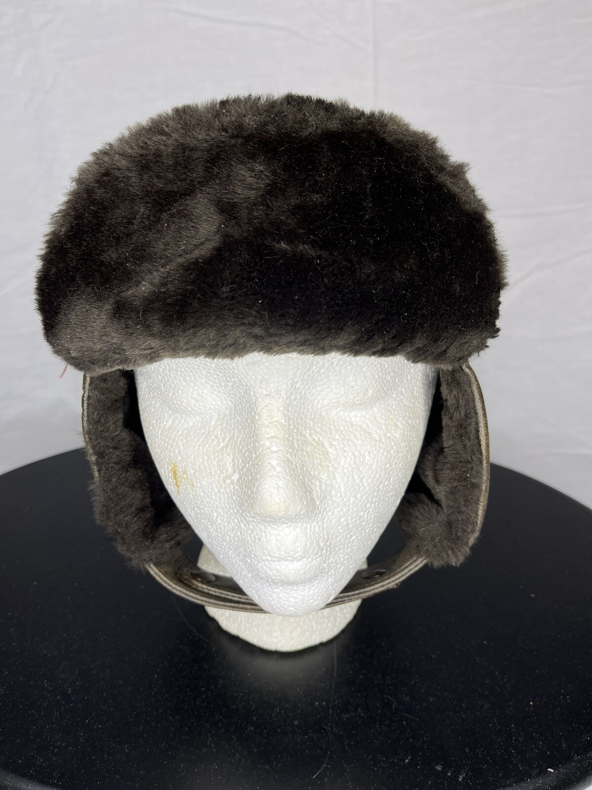 Black Genuine Trooper Faux Fur Flap Expanded Vinyl Me… - Gem